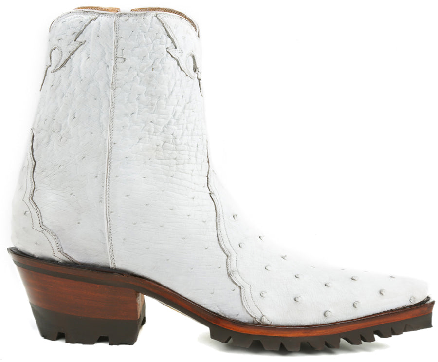Ostrich Ankle Zipper with Black Vibram - White – Back at the Ranch